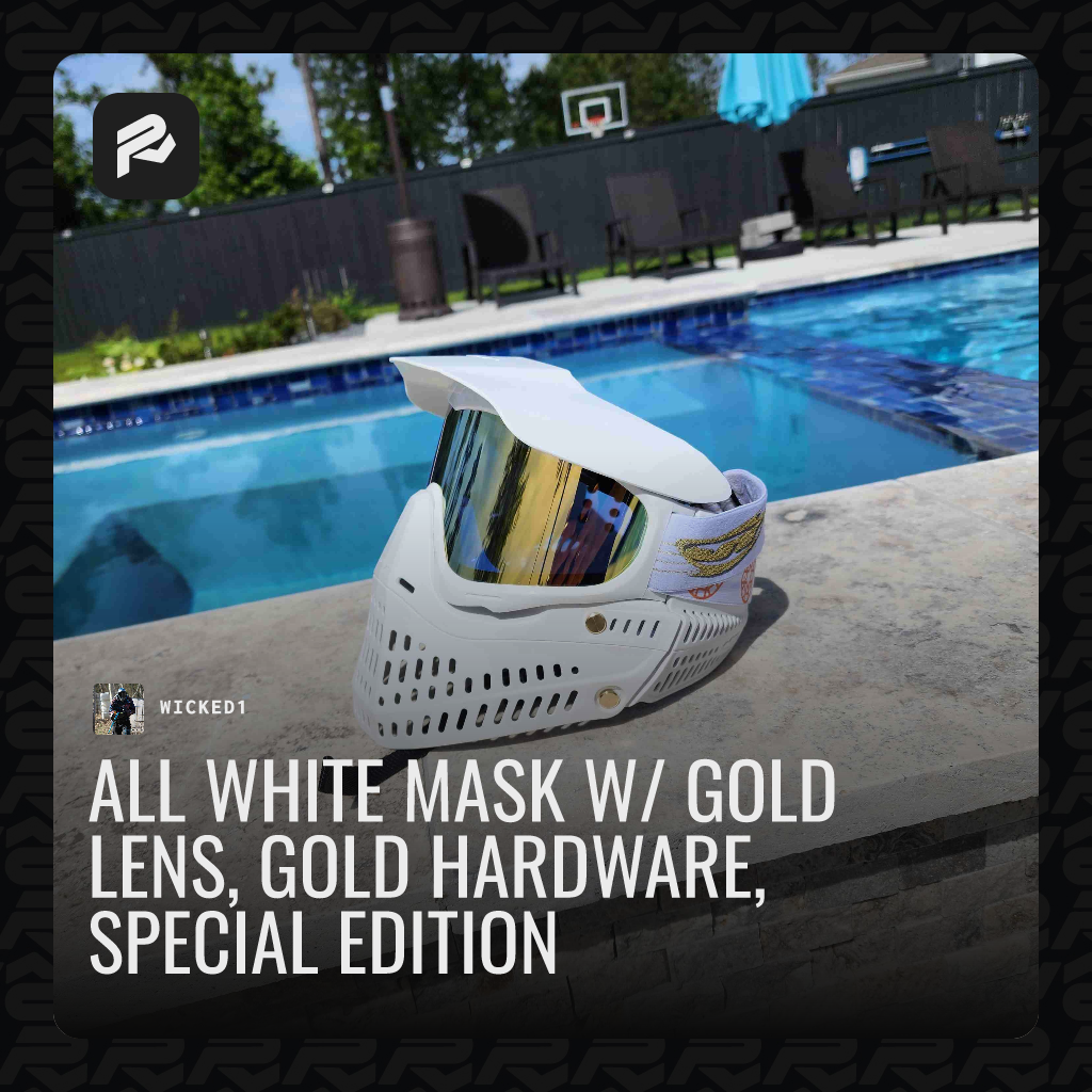 All white mask w/ gold lens, gold hardware, special edition white/gold ...