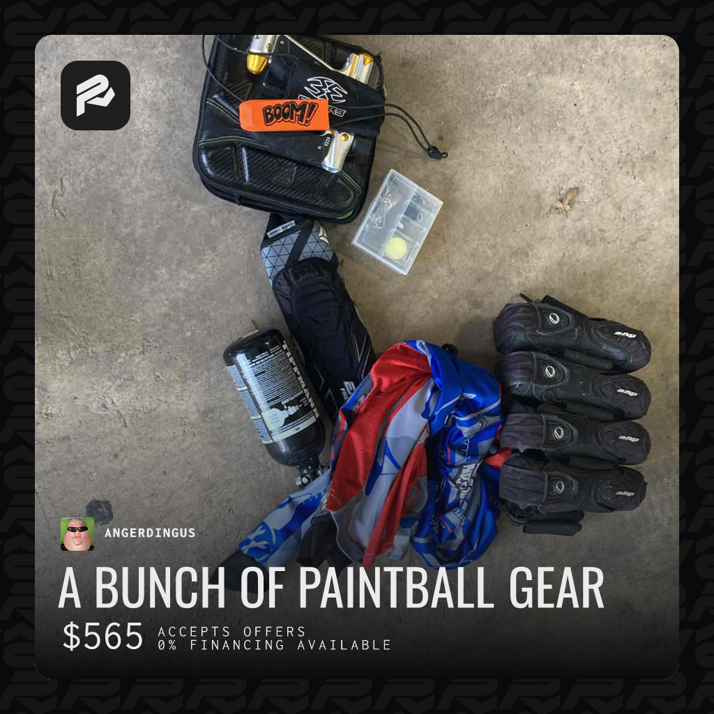 A bunch of paintball gear